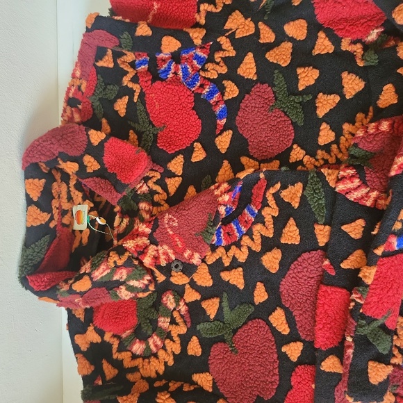 FARM Rio | Jackets & Coats | Farm Rio Snake Fruit Fleece Coat In Black ...